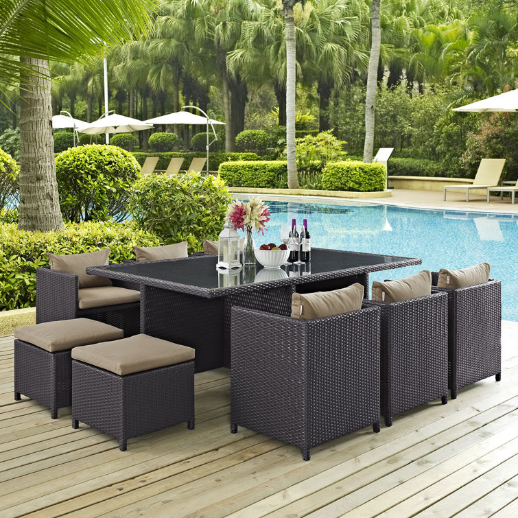 Modway Doubleback 11 Piece Outdoor Patio Dining Set with Cushions ...