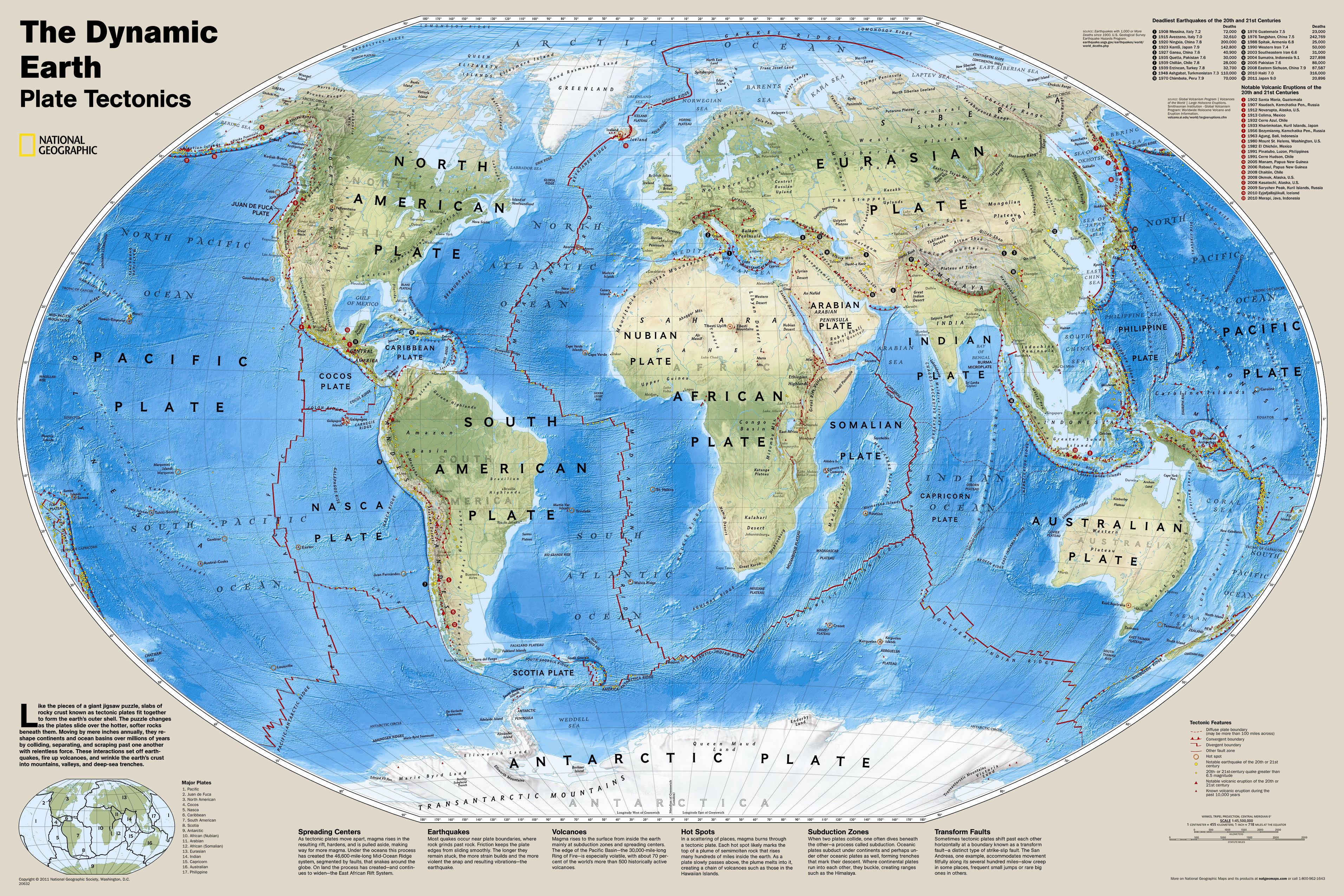 National Geographic Maps The Dynamic Earth, Plate Tectonics Wall Map ...