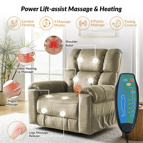 Latitude Run® Massouma Transitional Dual Motor Lift Assist Power Heated ...