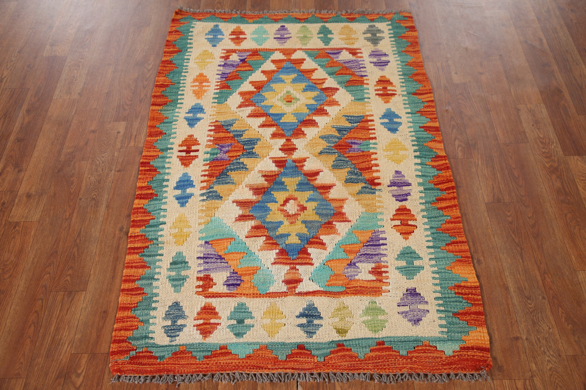 Bungalow Rose Multicolor Kilim Reversible Wool Rug 3x4 | Wayfair