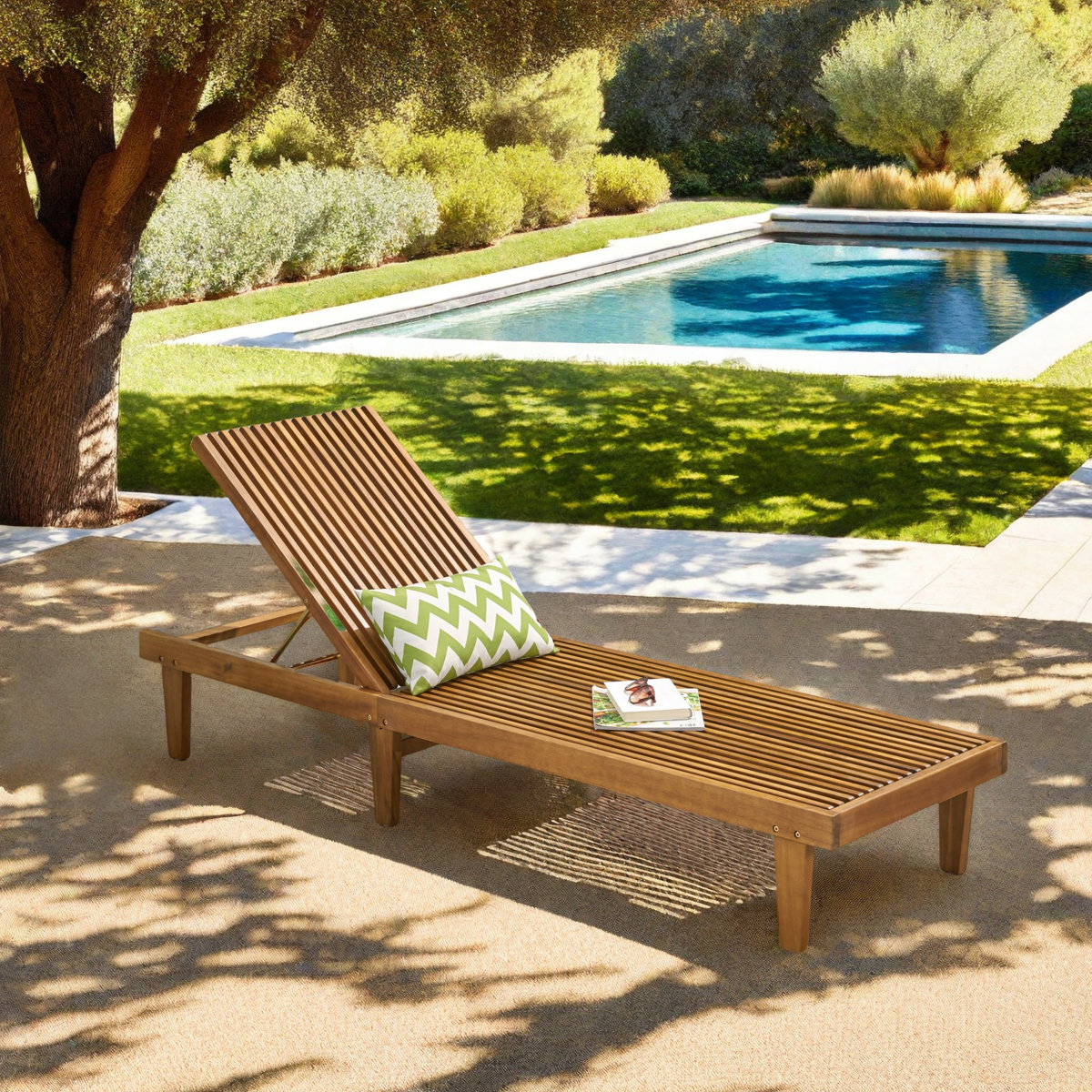 The Twillery Co.® Cadain 78.75" Long Reclining Acacia Single Chaise ...