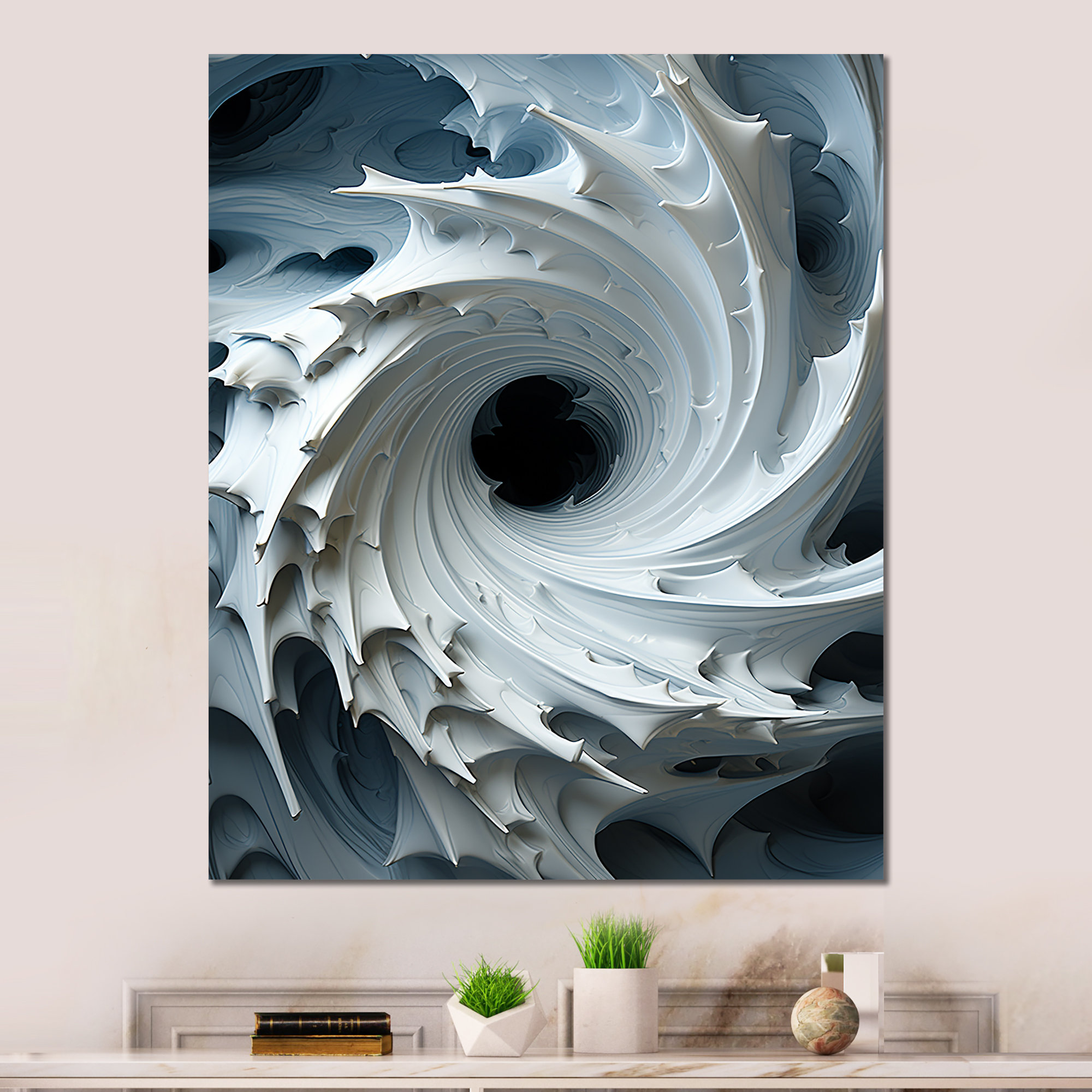 Design Art White Intricate Inversion Hole - Abstract Spirals Metal Wall ...
