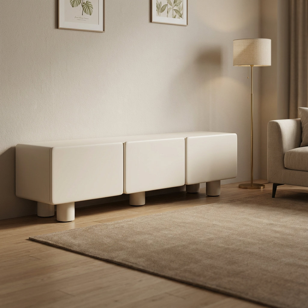 QEZEOM™ Tv Stand Storage Cabinet, Cream White | Wayfair