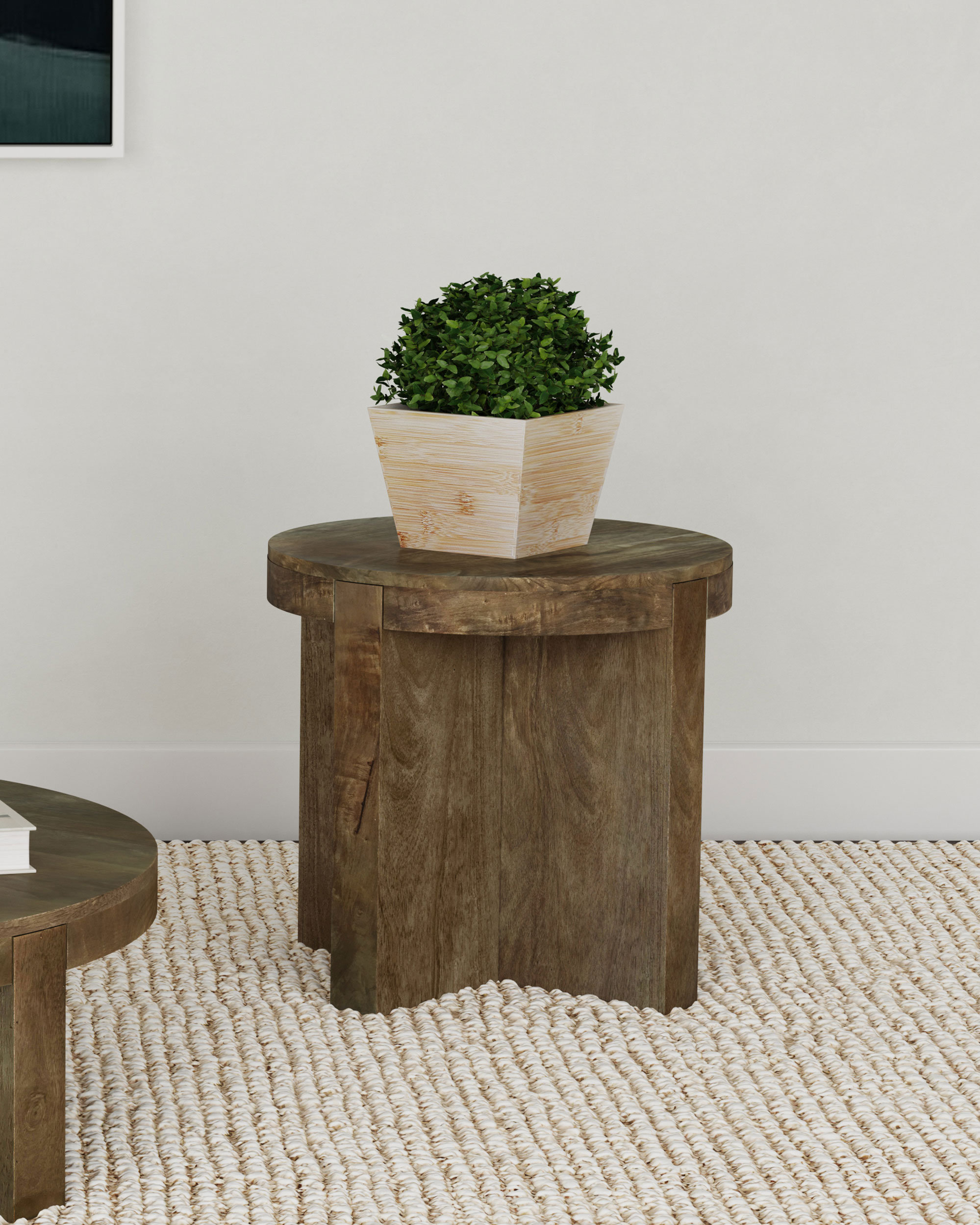 Loon Peak Kinkaid Round Solid Mango Wood End Table Brown - Wayfair Canada