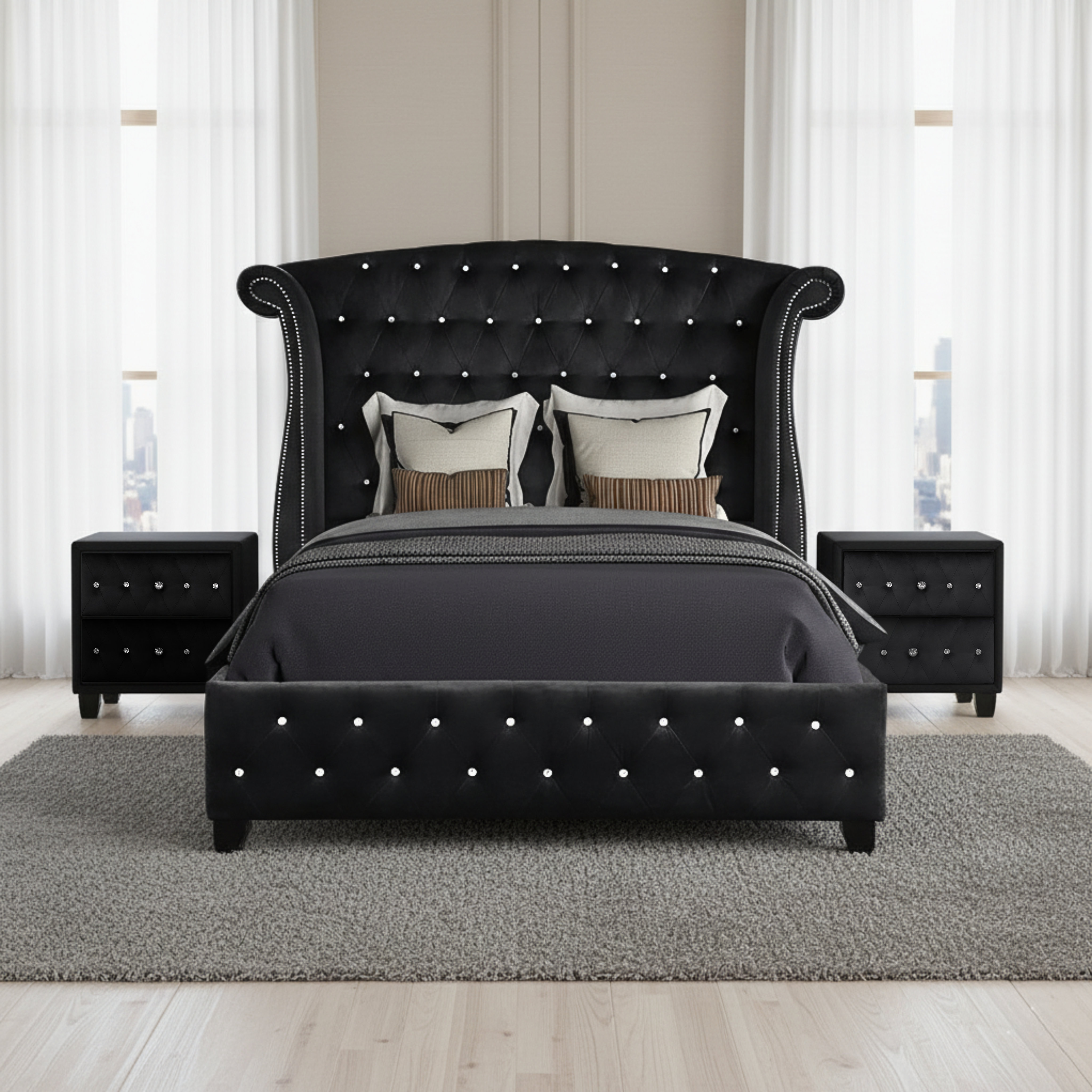 Rosdorf Park Mithil Queen 3PC Black | Wayfair