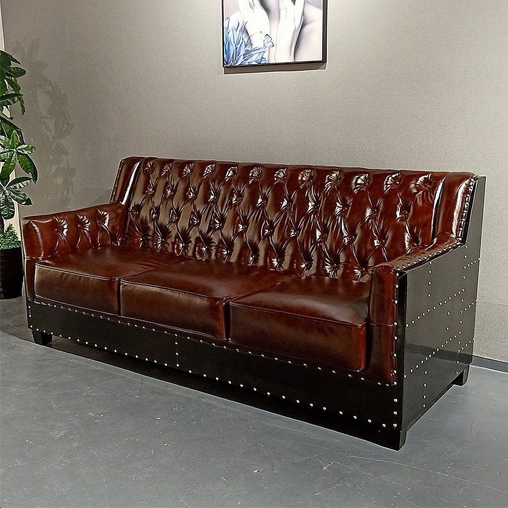 Jes Design Retro Creative Casual Rivet Aluminum Sofa 77.56'' Sofa | Wayfair