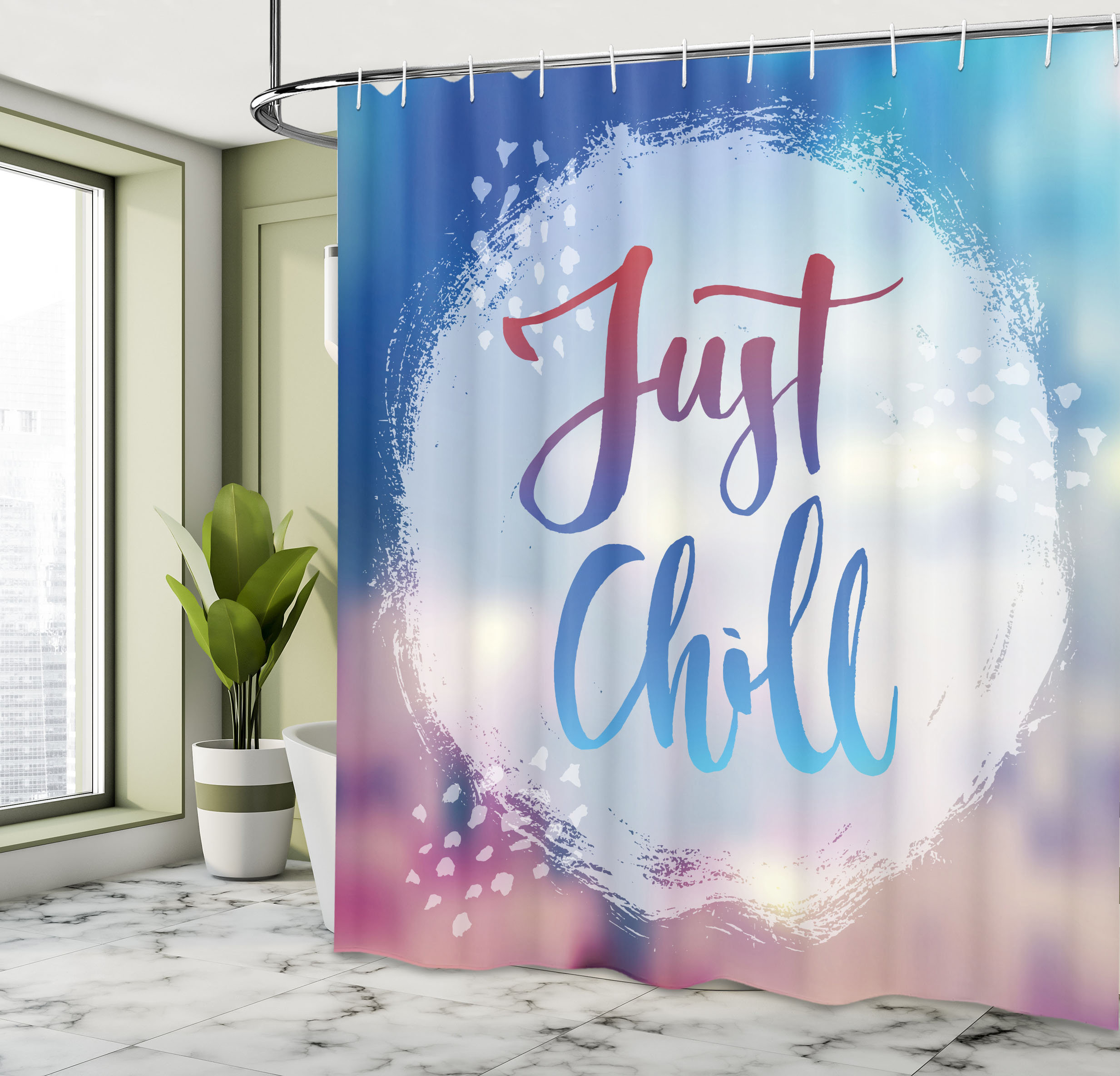 Ambesonne Just Chill Shower Curtain Words Placed in a Blob | Wayfair