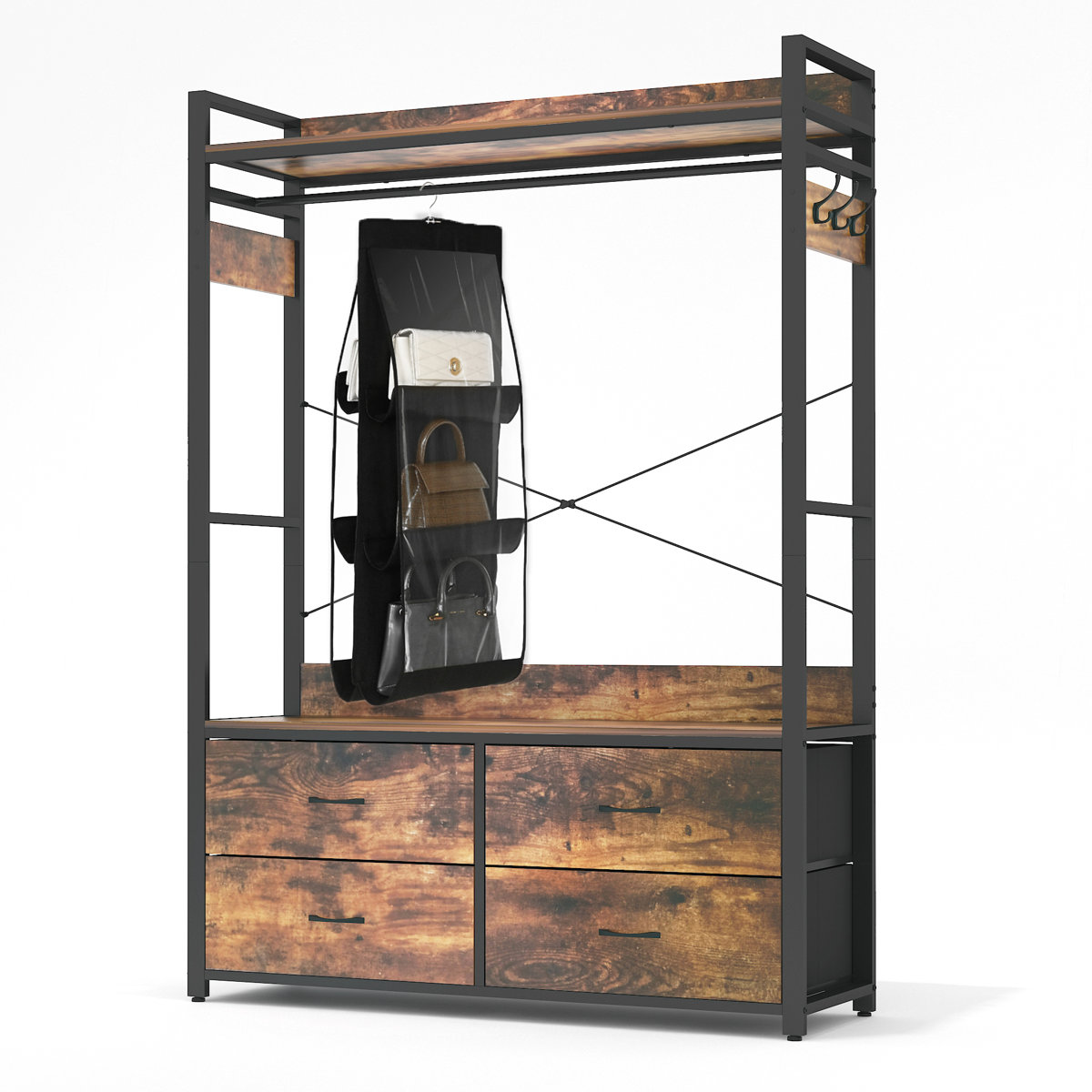 17 Stories Wide 45.67 "Cloest System With 4 Fabric Storage Drawers ...