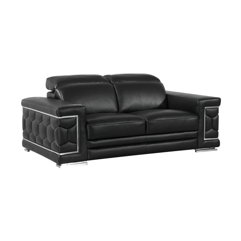 Orren Ellis Yurith 3 Piece Included Genuine Leather Configurable Living ...