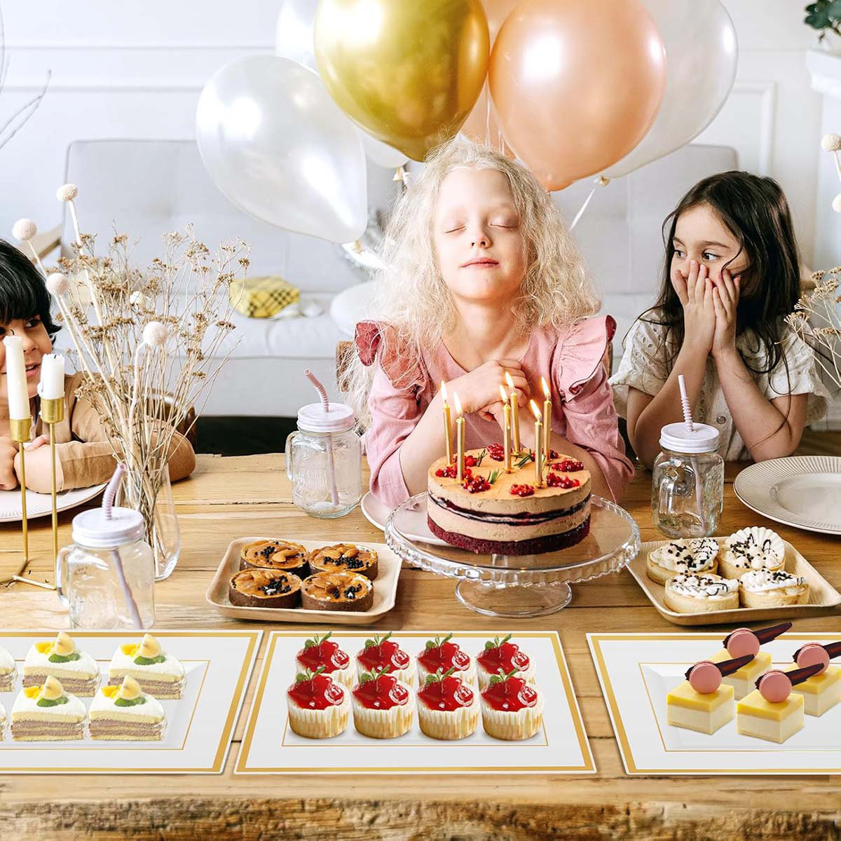 Mercer41 12Plastic Serving Trays, 14''X9'' Rectangle Dessert Trays For ...