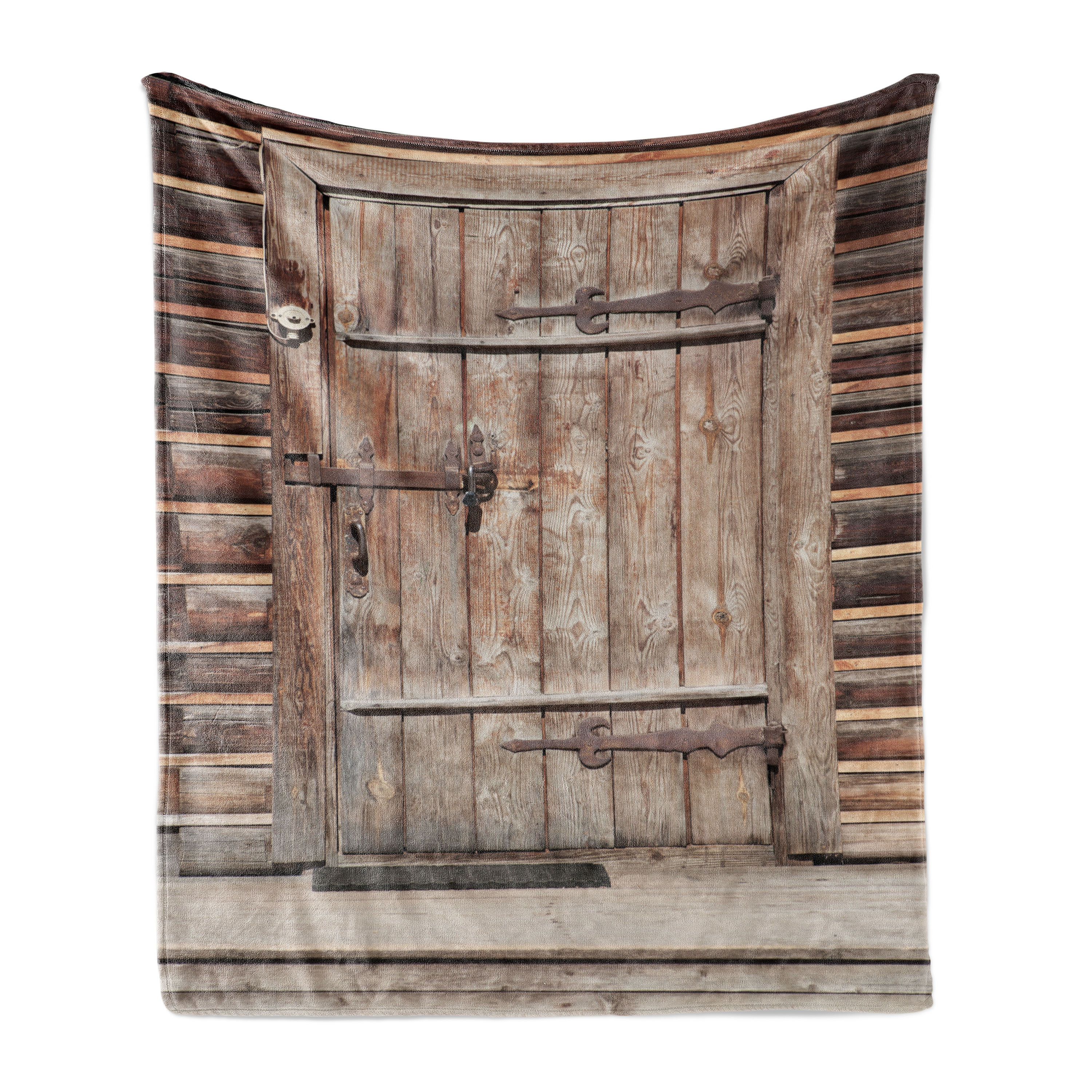 Ambesonne Rustic Fleece Throw Blanket Timber Door Log House Brown | Wayfair