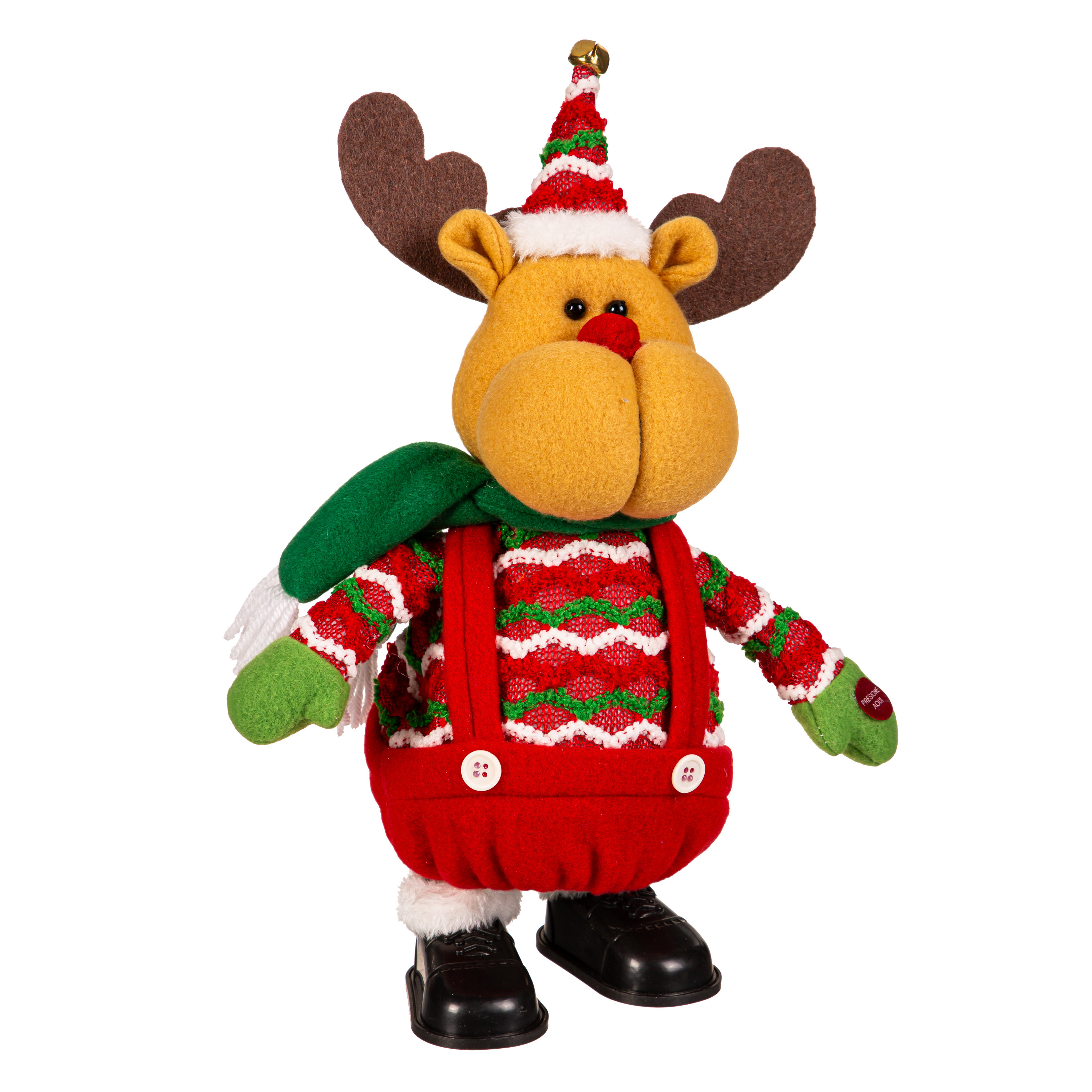 The Holiday Aisle® 13.5" Fabric Reindeer with Poseable Arms, Motion ...