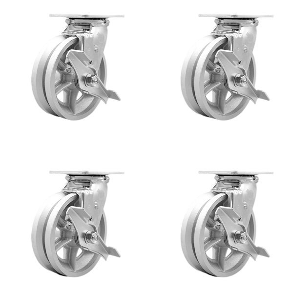 Service Caster Semi Steel Caster with Roller Bearings and Brake/Swivel ...