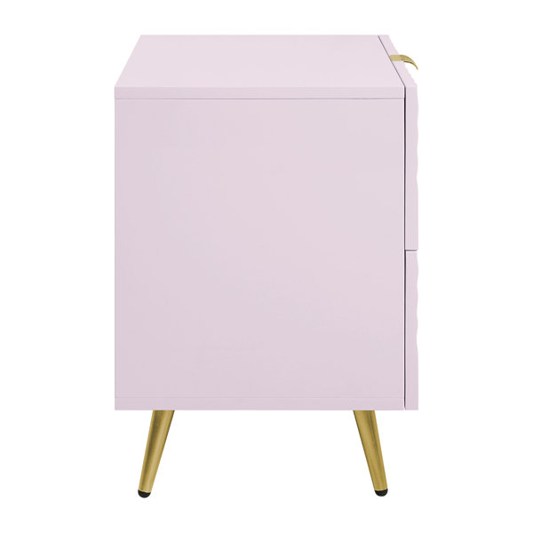 Mercer41 Nightstand, Pink High Gloss Finish | Wayfair
