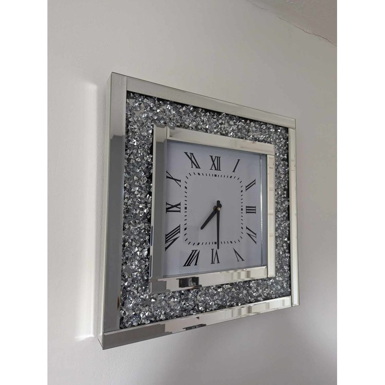 ModernHomesStore Nova Square Crushed Diamond Wall Clock | Wayfair.co.uk