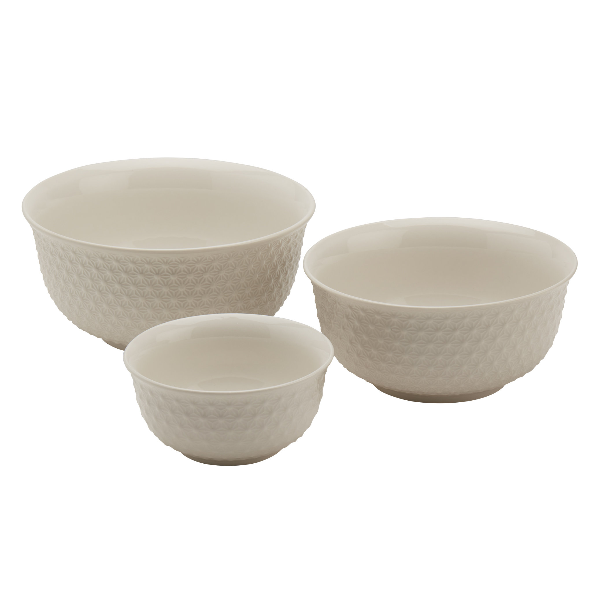 Tabletops Gallery 3 Piece Embossed White Bowl Set - 8", 7" & 5" | Wayfair