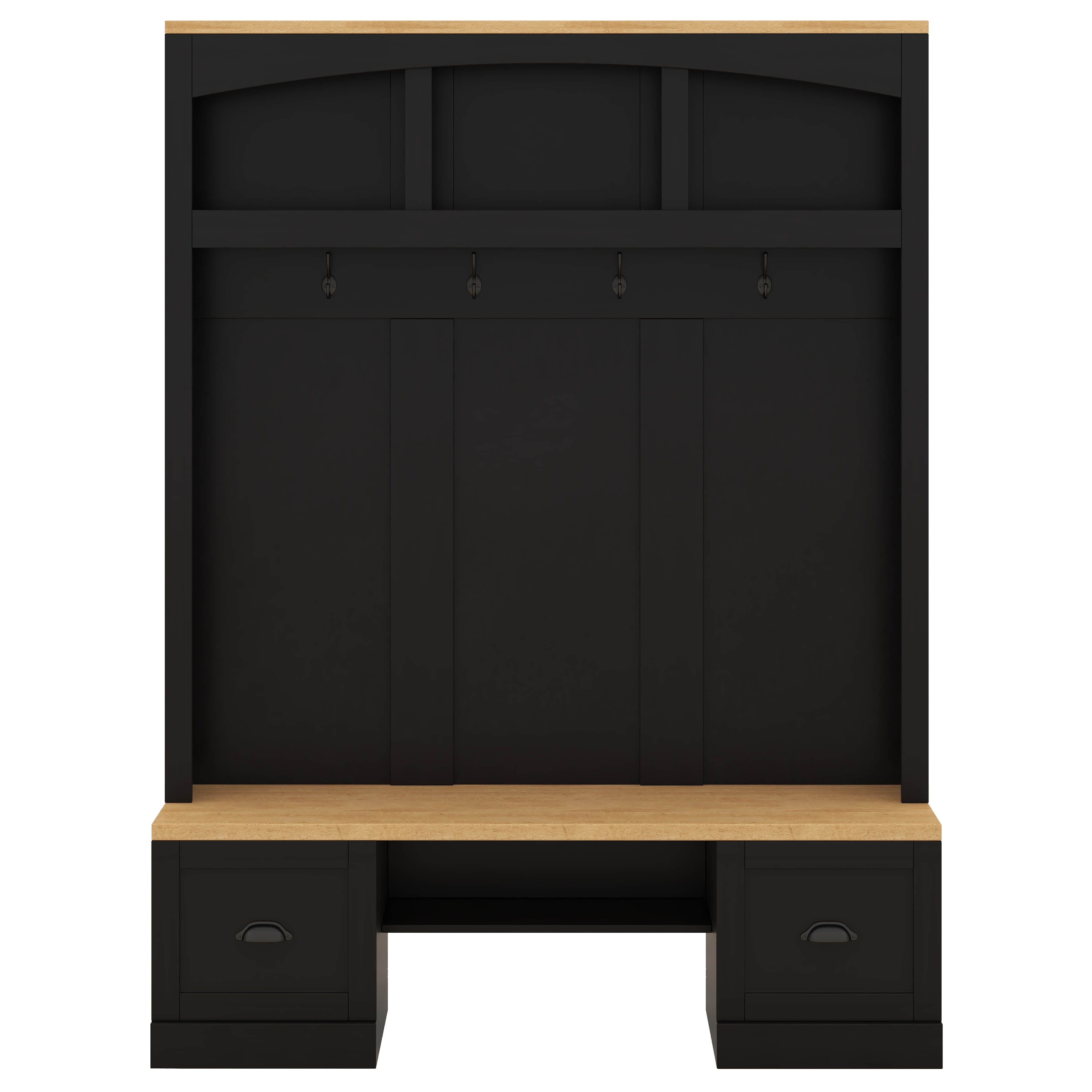 Red Barrel Studio® Hall Tree With Wood Grain Bench And Top, 4-In-1 Hall ...