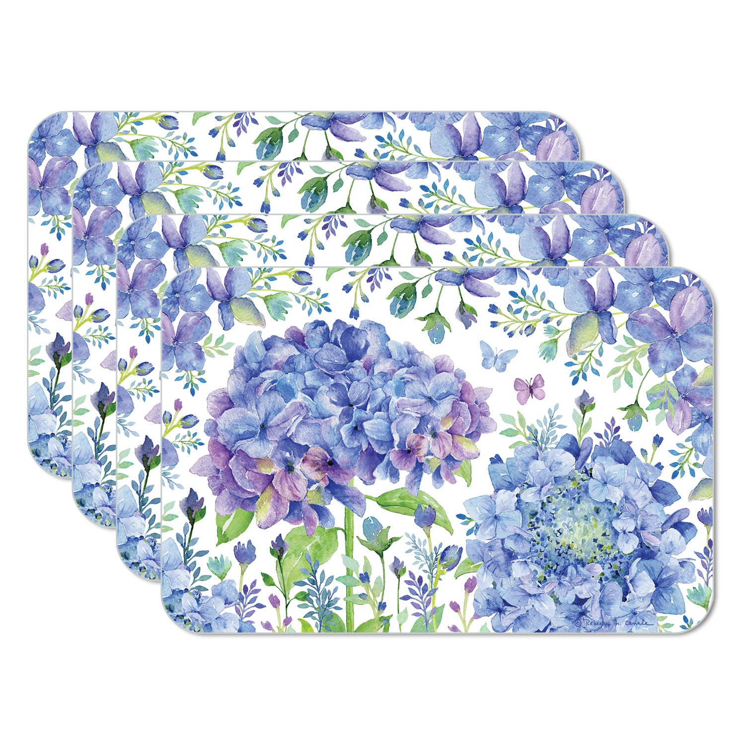 CounterArt Hydrangea 4-Pack Reversible Easy Care Flexible Plastic ...