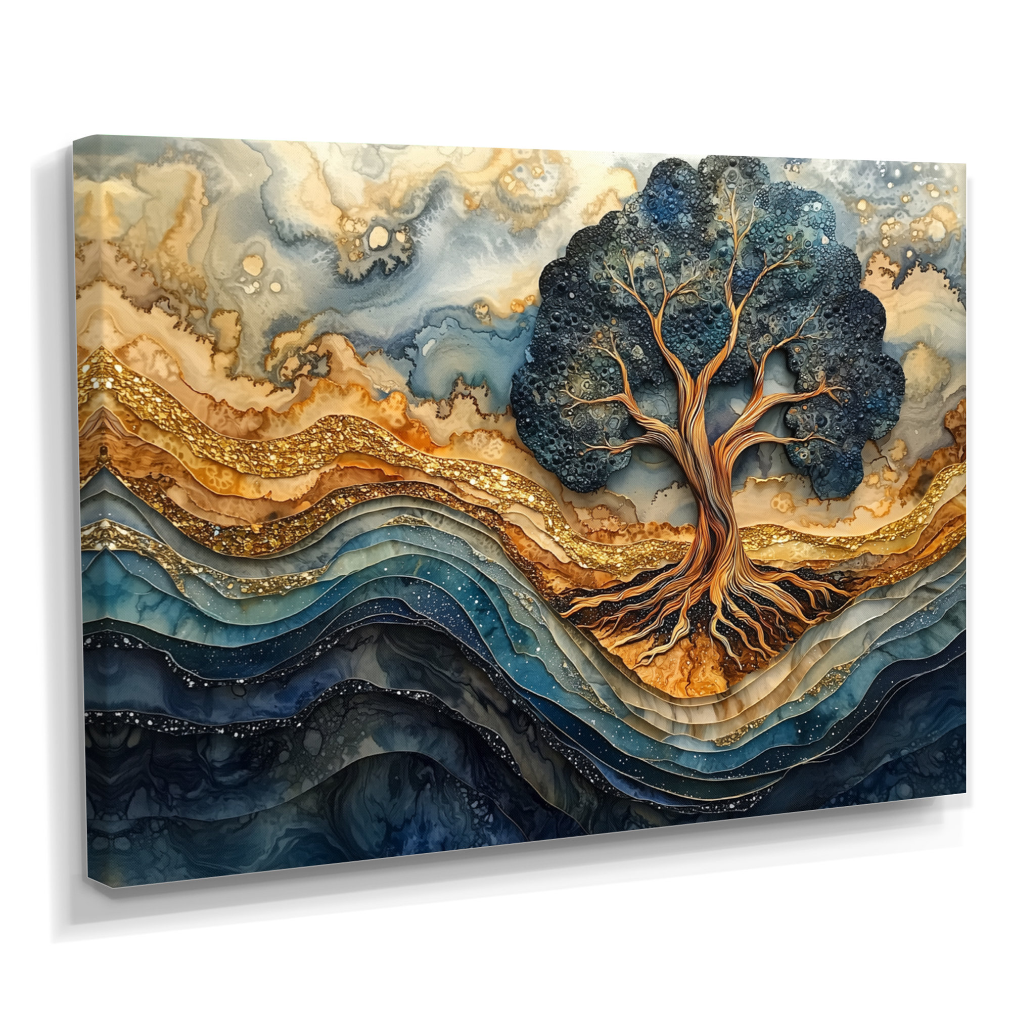 Millwood Pines Aqua Infinite Golden Tree Of Life IV - Tree of life ...