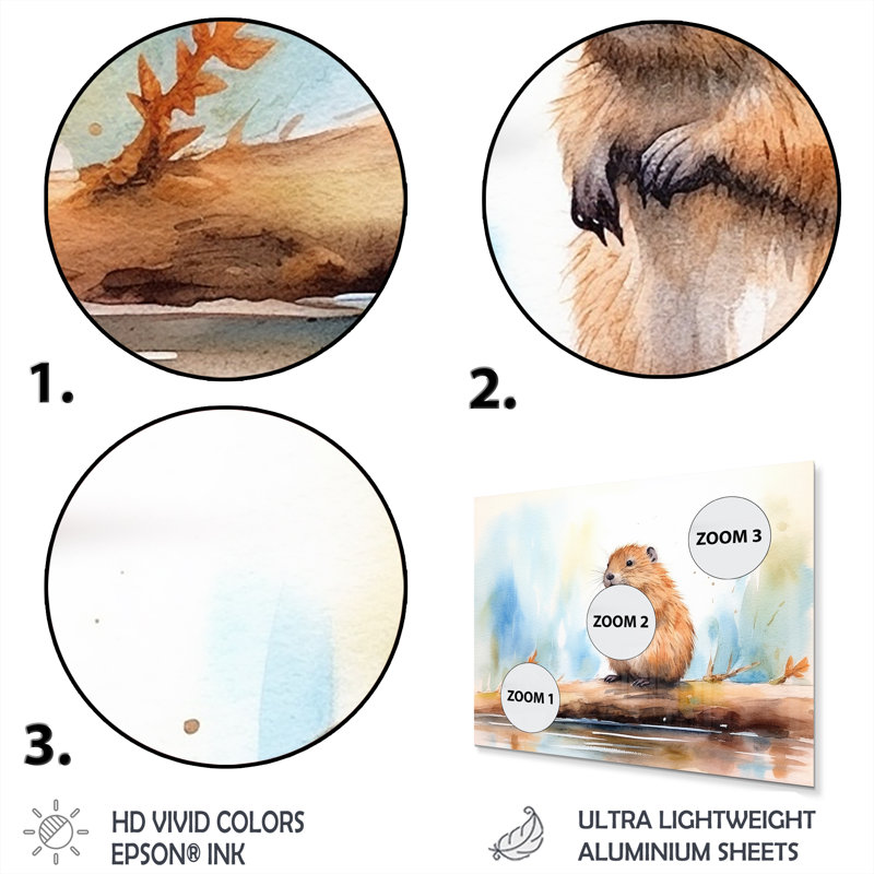 Millwood Pines Cute Beaver I - Animals Beaver Metal Wall Decor Set ...