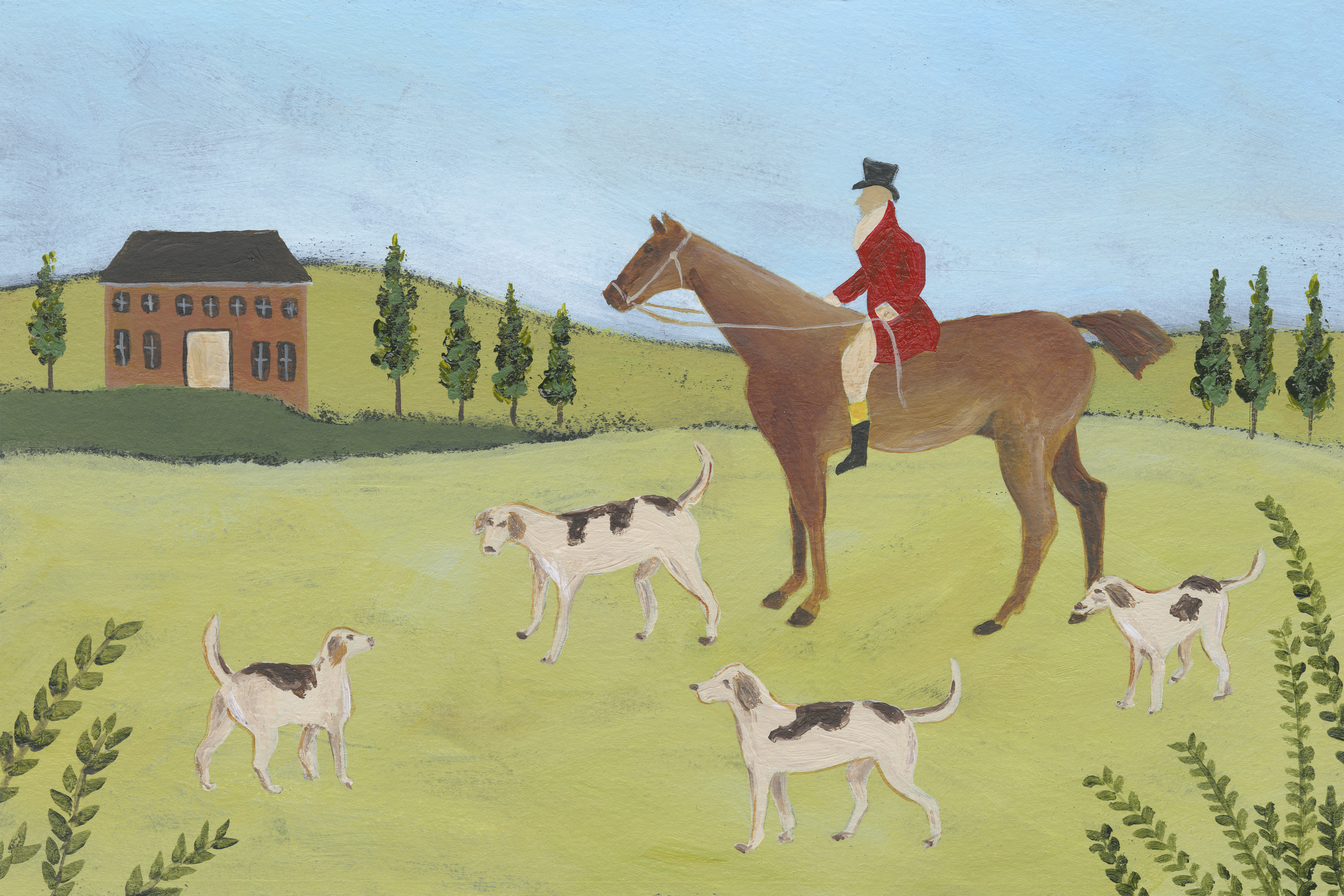 Rosalind Wheeler Folk Art Fox Hunt IV by Regina Moore - Painting Print ...
