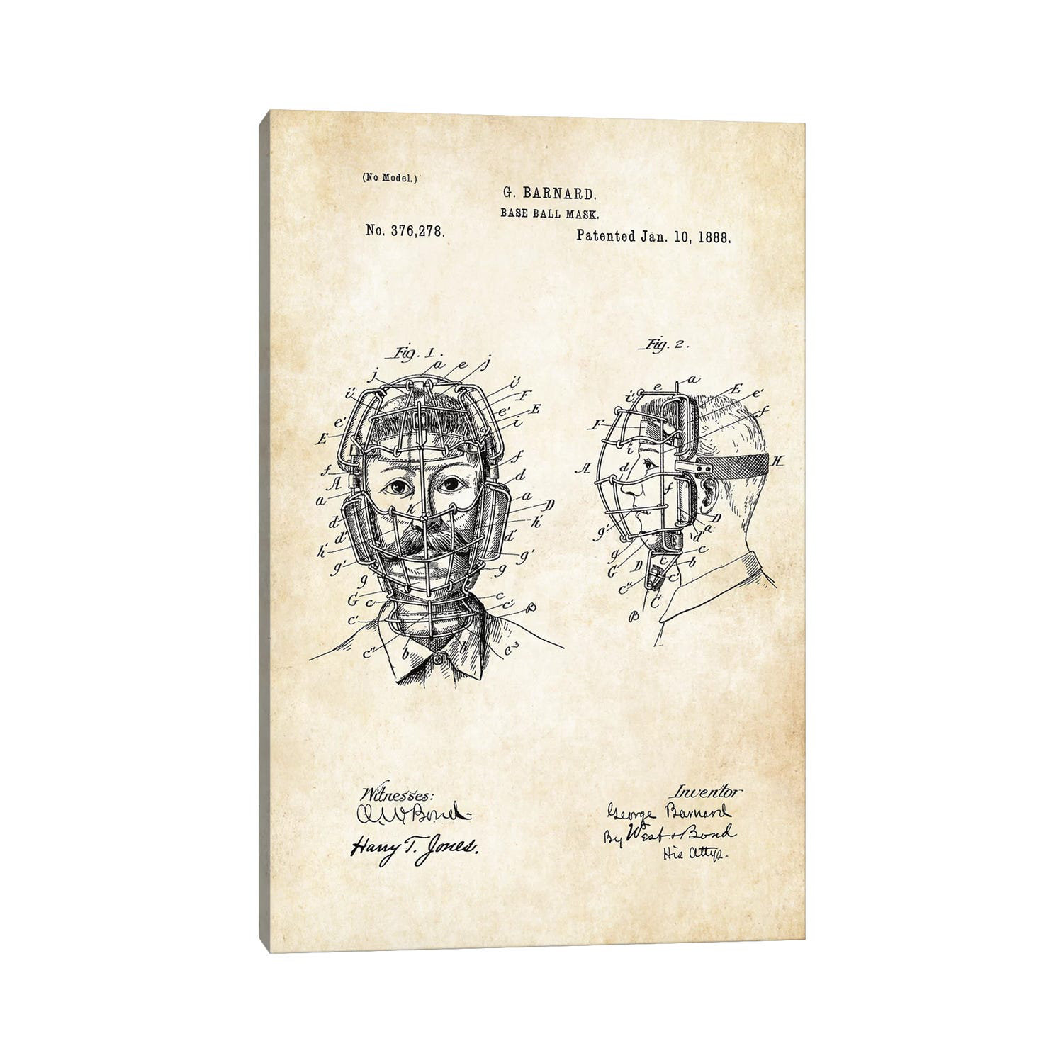 East Urban Home Baseball Catcher Mask by Patent77 - Wrapped Canvas ...