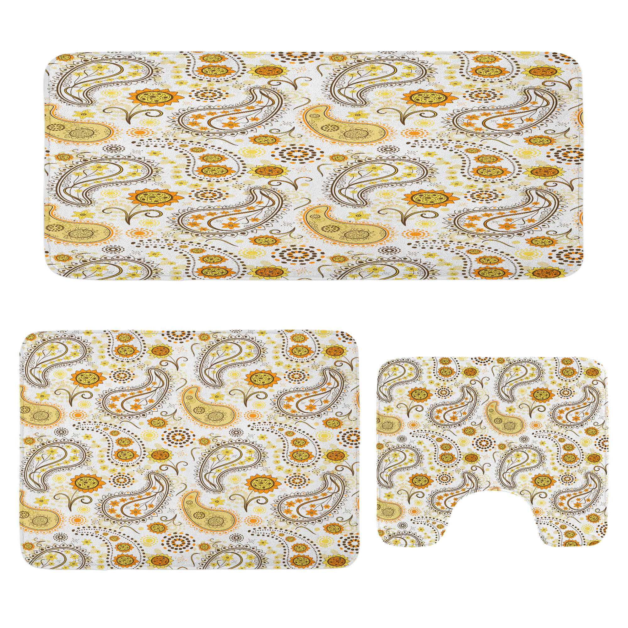 East Urban Home Paisley Bathroom Rug Set 3 Pieces U-Shape & Rectangle ...