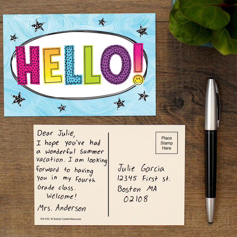 Teacher Created Resources Brights 4Ever Hello Postcards, 30 Per Pack, 6 ...