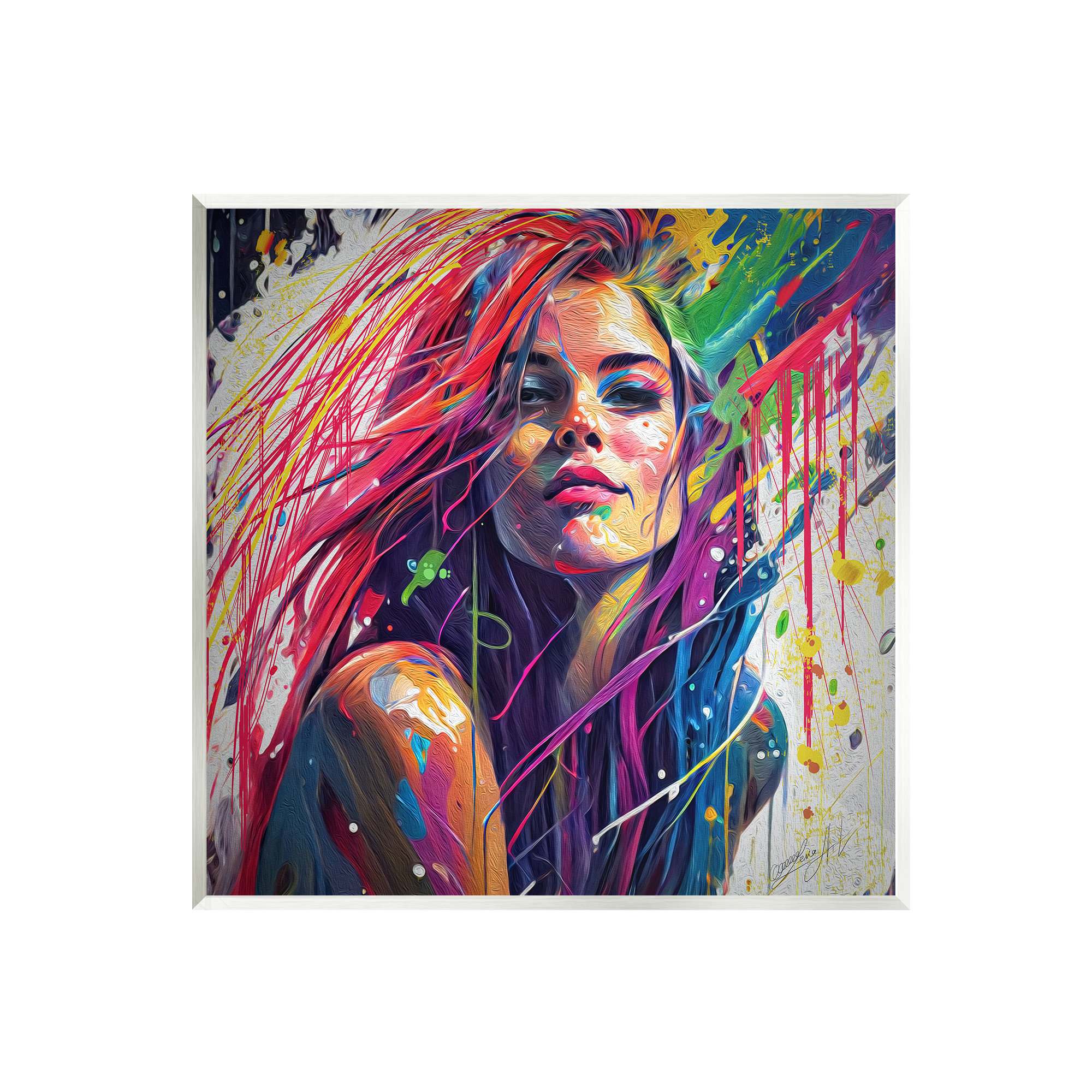 Stupell Industries Modern Girl with Paint Splatter by Lena Owens ...