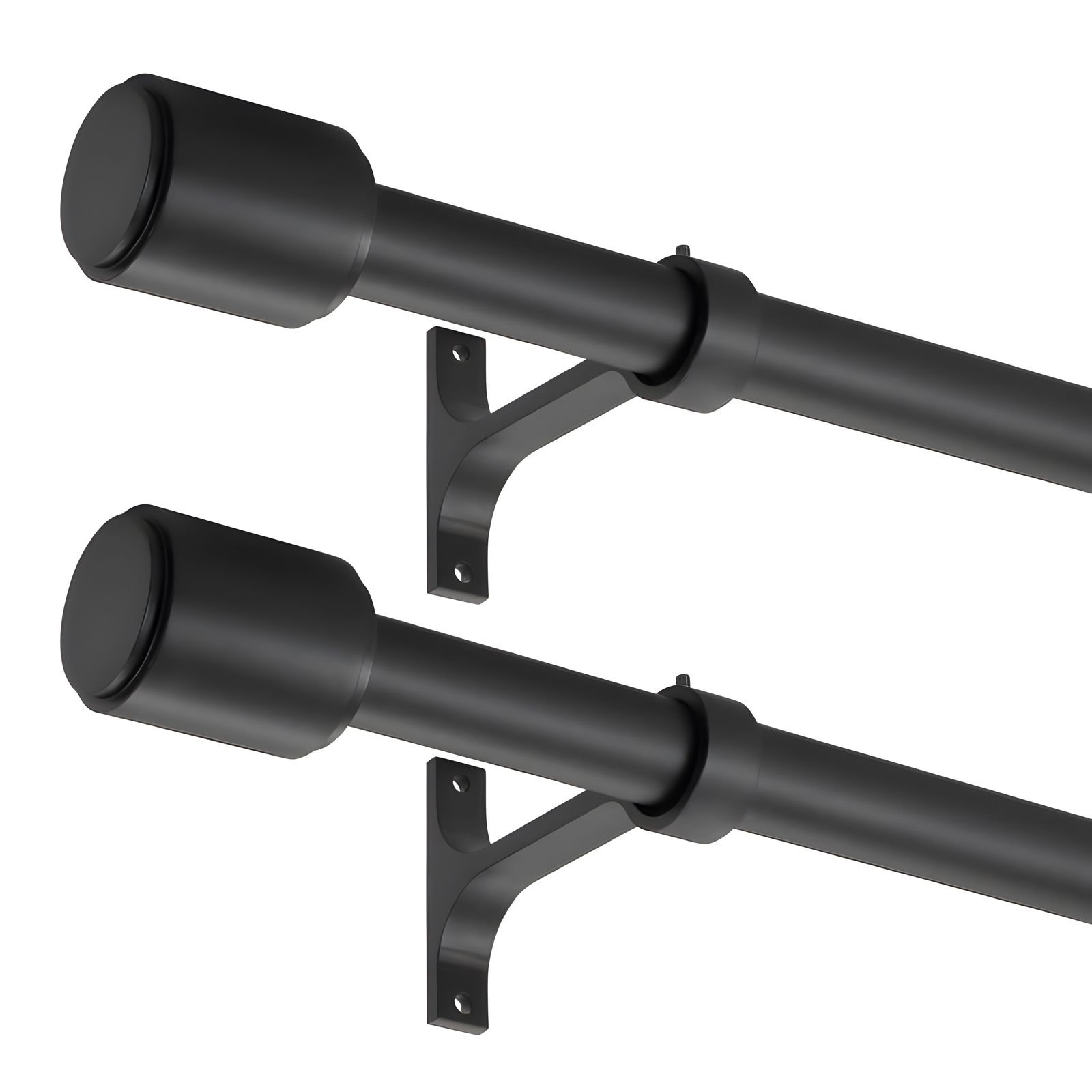 Ebern Designs Nevil Matte Black Adjustable Curtain Rods 72-144 Inches ...