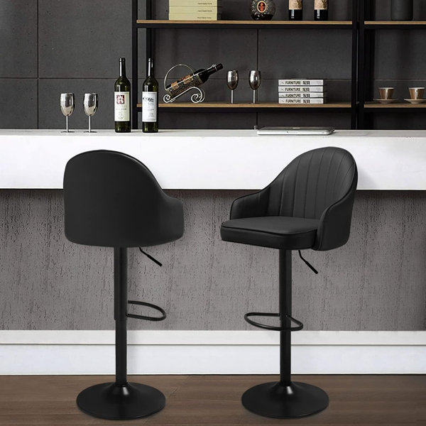 Hokku Designs Modern Shell Back Bar Stools PU Leather Counter Height ...