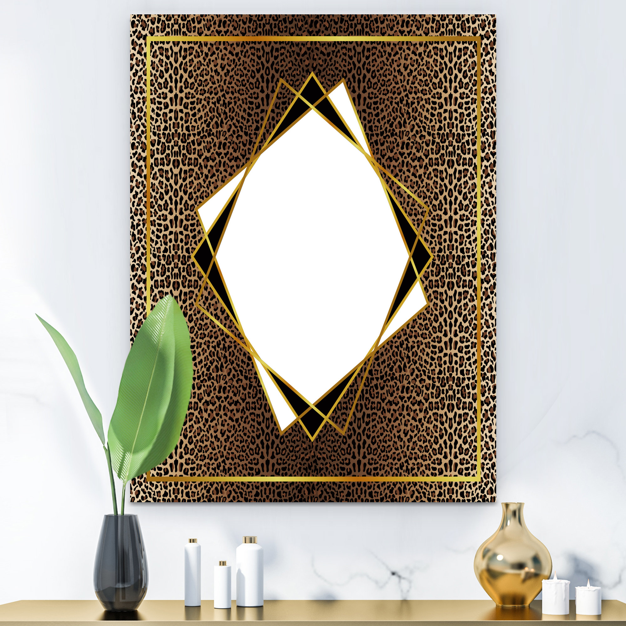 East Urban Home Leopard 6 Glam and Modern Frameless Wall Mirror ...