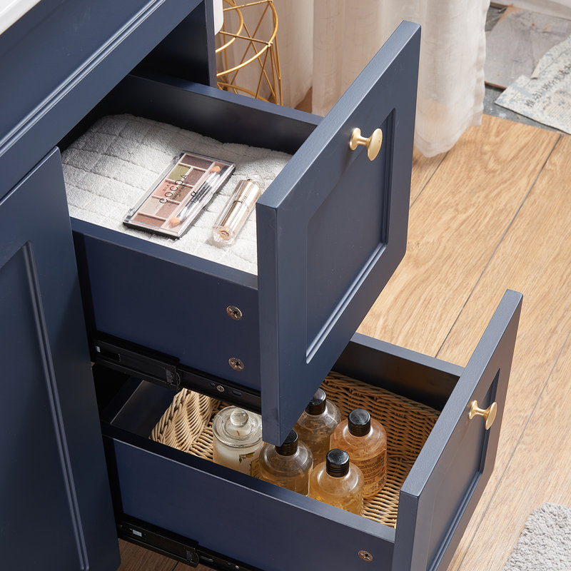 Ebern Designs Latay 36" Modern Blue Free-standing Single Bathroom ...