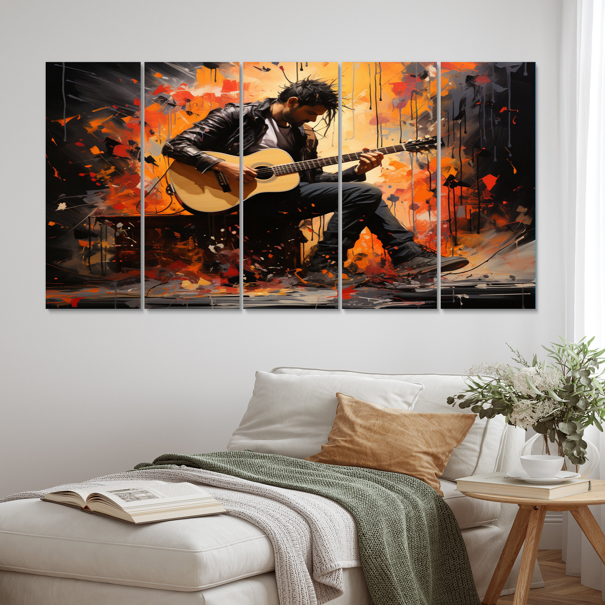 Winston Porter Orange Black Music Melodic Strings - Music Wall Decor ...