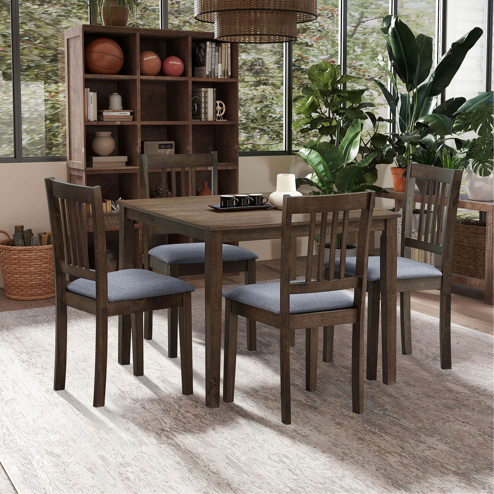 Latitude Run® (1 Table With 4 Chairs)Wooden Dining Table Set, Mid ...