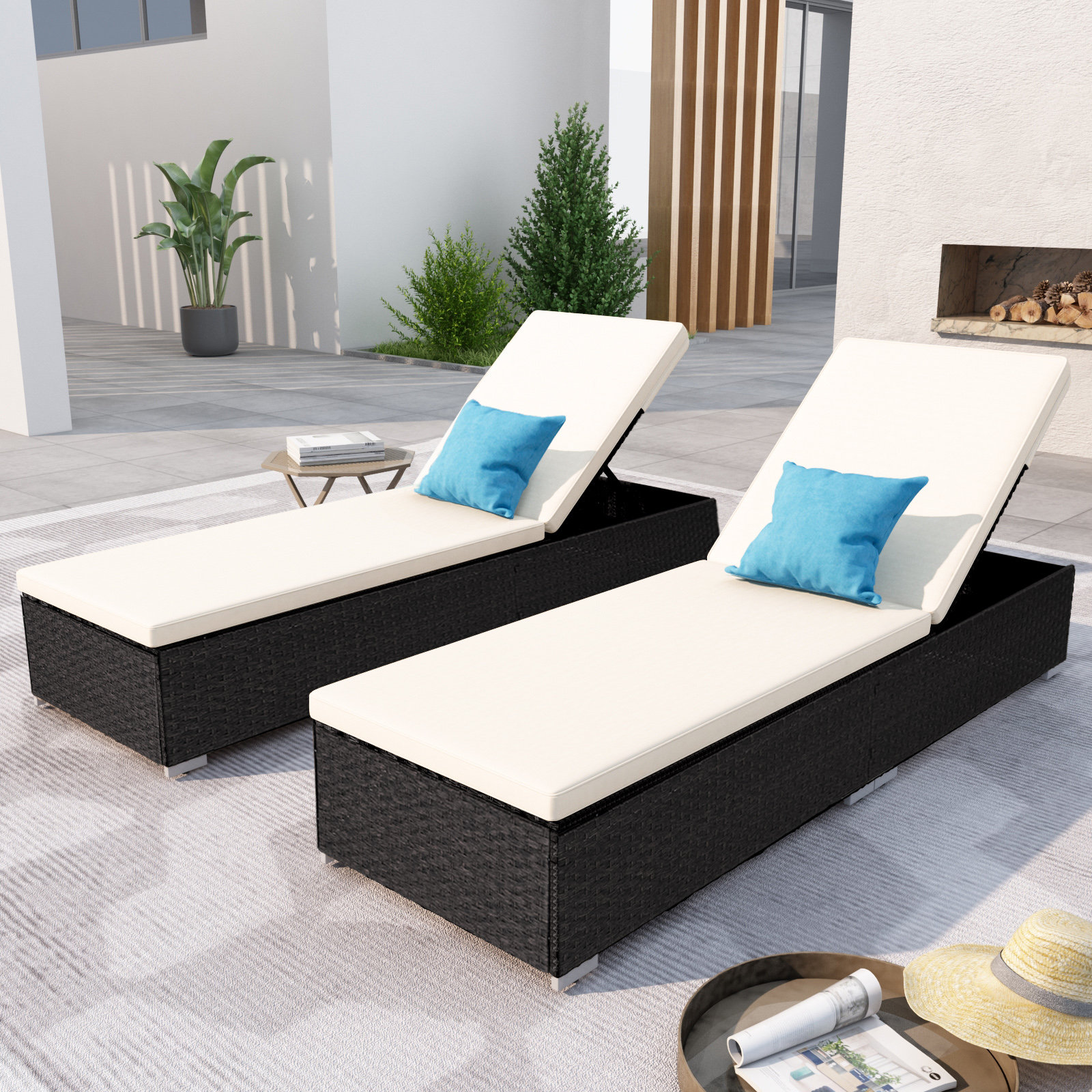 DIMAR GARDEN 76" Long Reclining Single Chaise with Cushions & Reviews ...