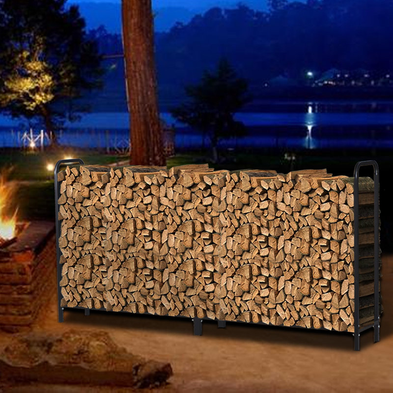 True & Tidy Waterproof Outdoor Firewood Rack with Cover 8ft | Wayfair