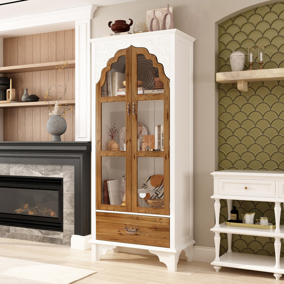 Winston Porter Display Cabinet With Tempered Glass Door And Exquisite ...