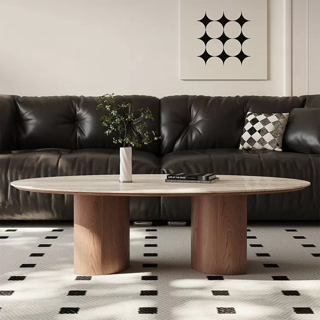 LIZIYE Nordic oval rock panel coffee table living room | Wayfair