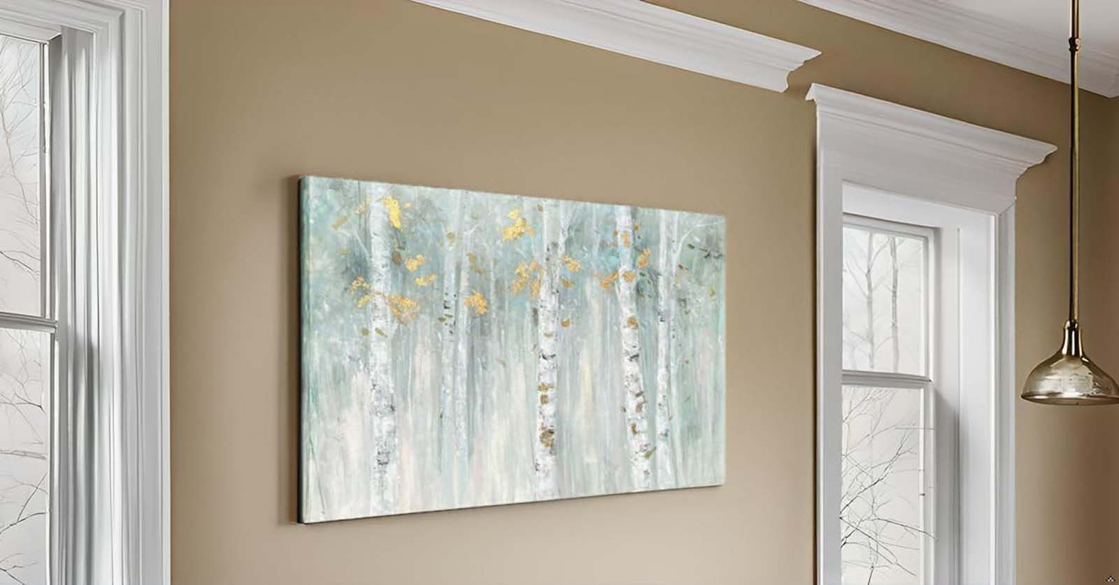 Loon Peak Arts Birch Tree Canvas Wall Art With Gold Foil - Abstract ...