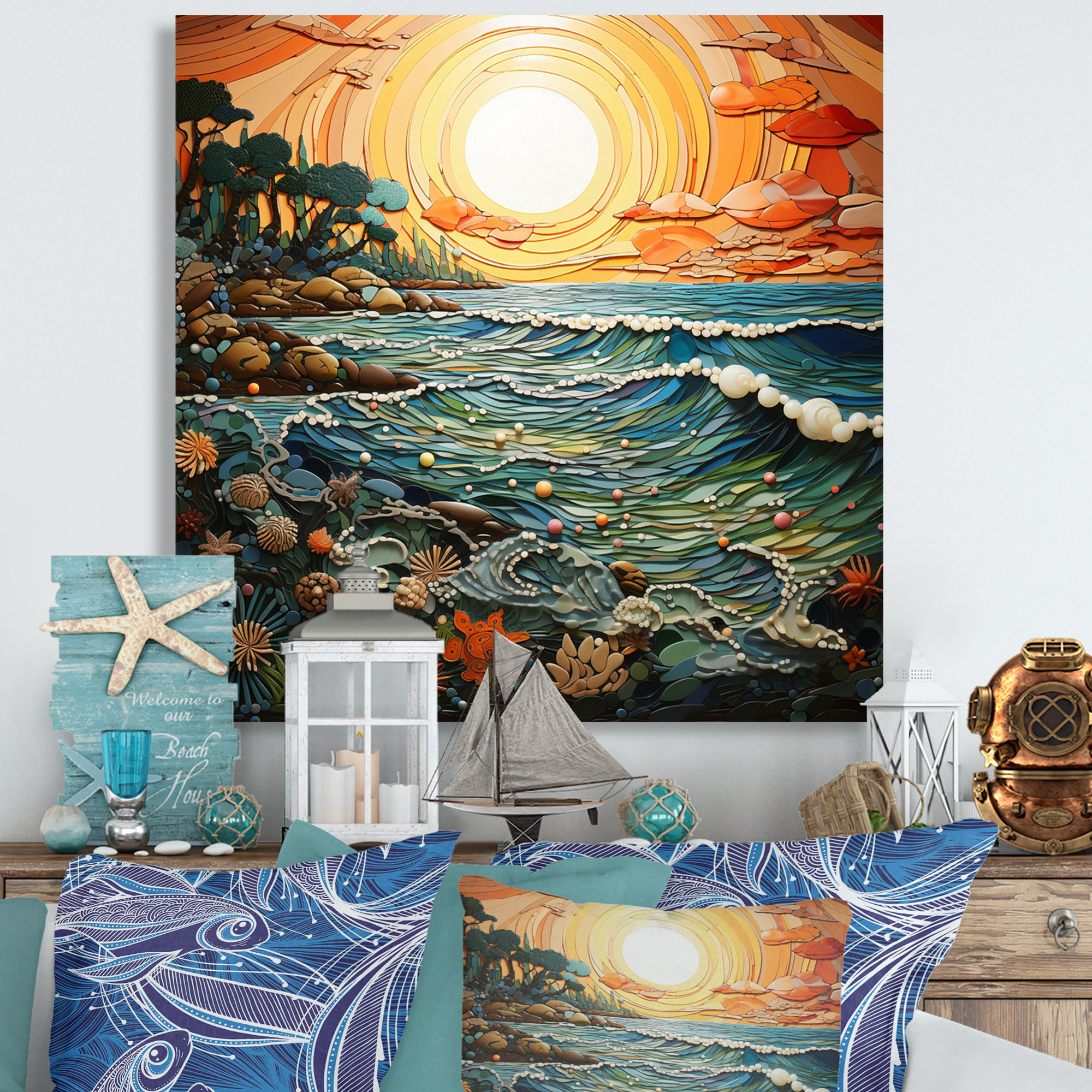 Highland Dunes Beach Surf And Turf I - Beach Metal Wall Decor - Wayfair ...