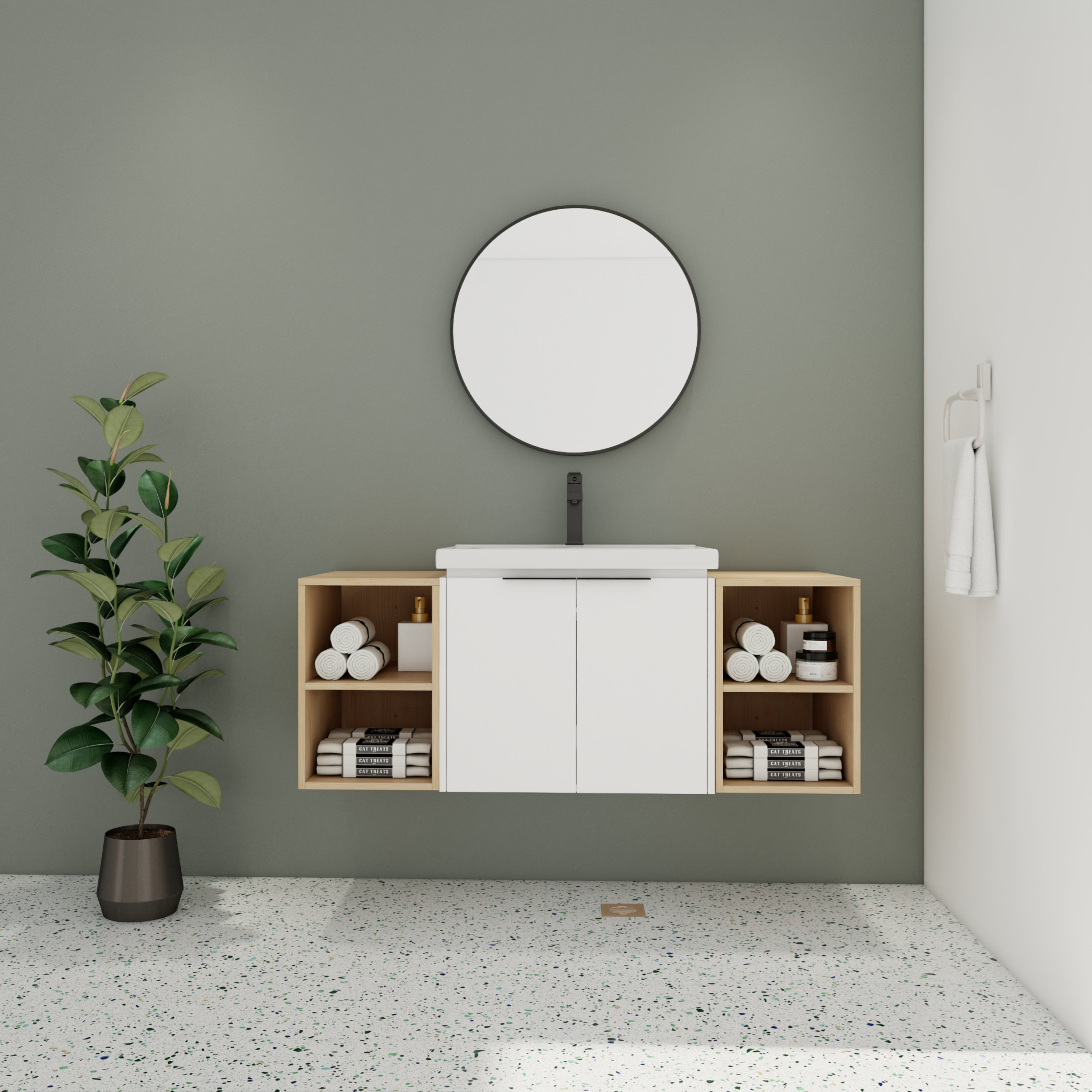 Ebern Designs Keysean 48.27'' Single Bathroom Vanity with Stone Top ...