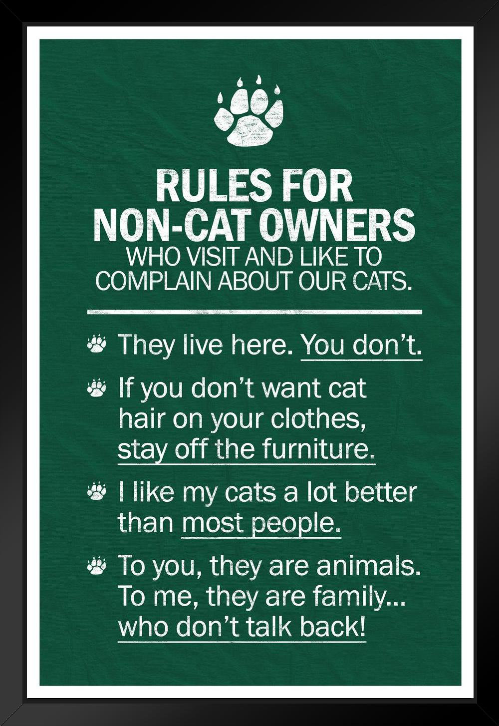 Trinx Cat Rules For Non Cat Owners Cat Poster Funny Wall Posters Kitten ...