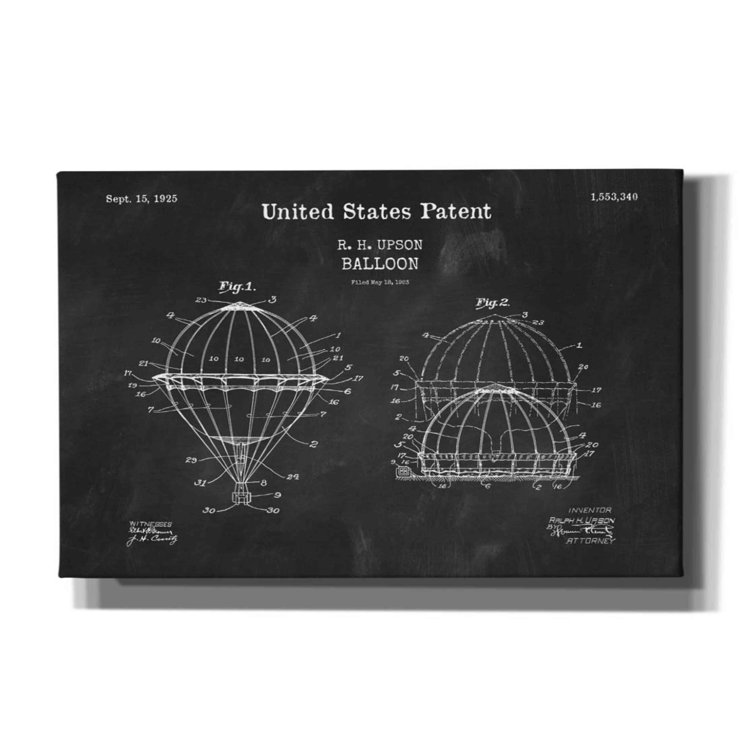 Williston Forge Balloon Blueprint Patent Chalkboard - Wrapped Canvas ...
