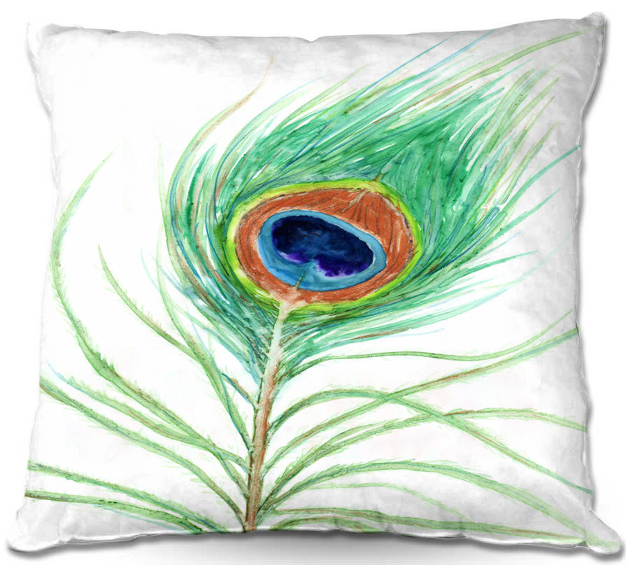 DiaNoche Designs Peacock Feather Throw Pillow | Wayfair