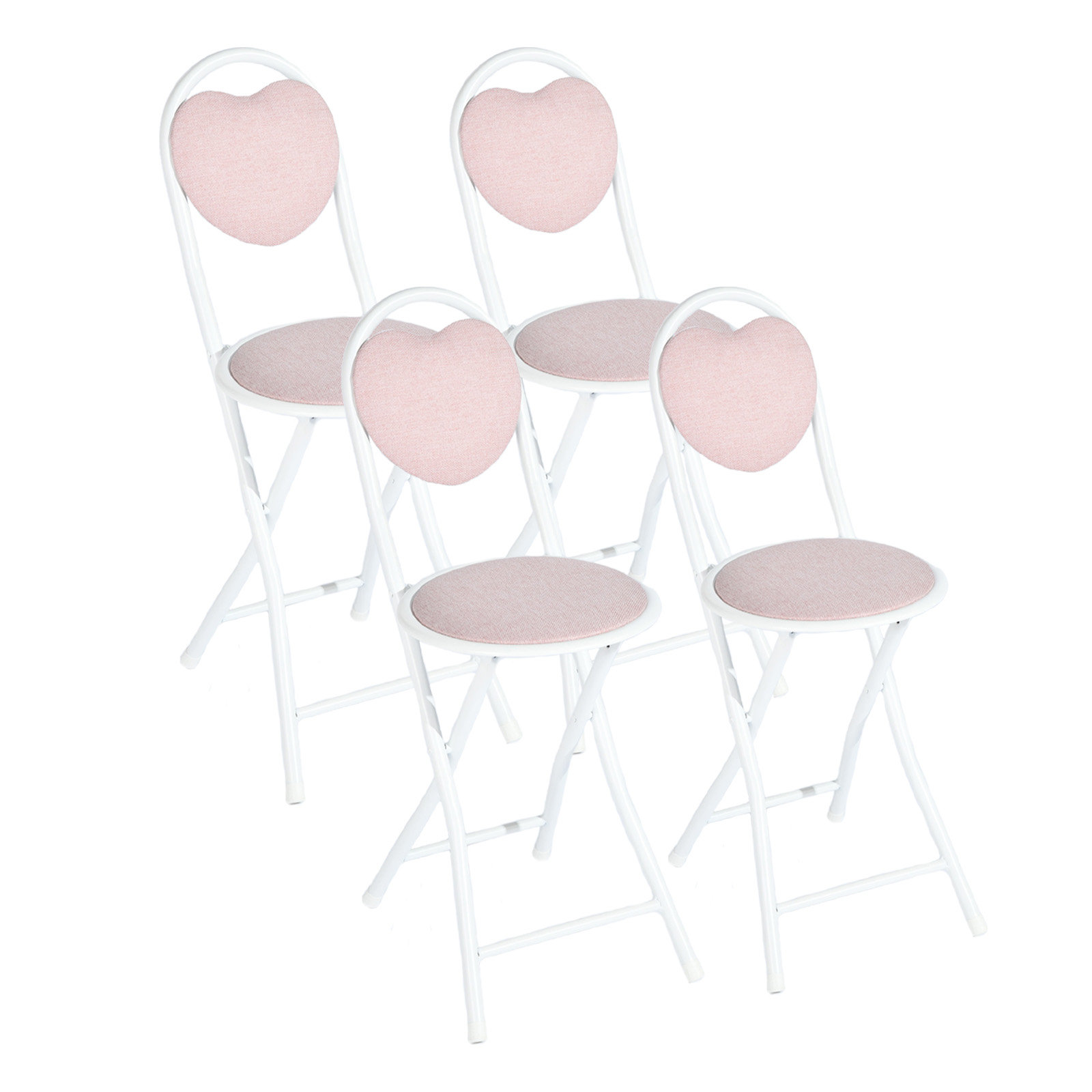 Latitude Run® 4-Pack Heart-Shaped Folding Chairs with Padded Seat Metal ...