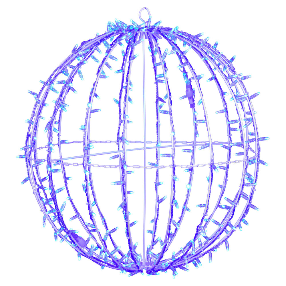 The Holiday Aisle® 324Lt X 30" Fold Flat Blue Led Jumbo Hanging Sphere ...