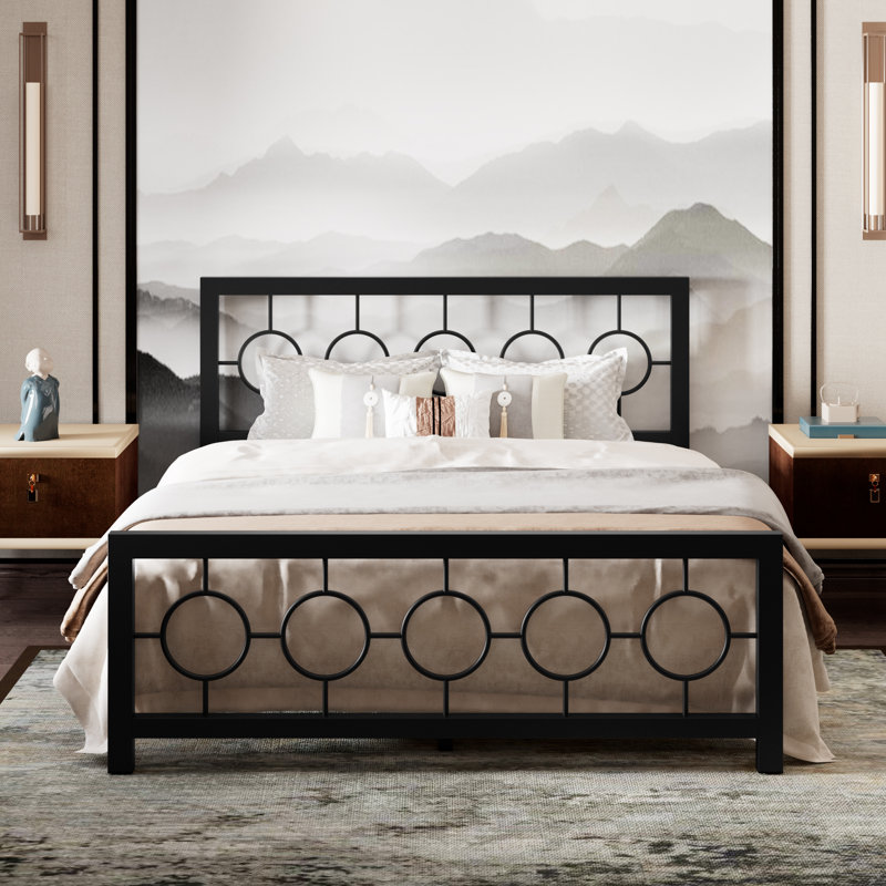 Wade Logan® Avren Oriental Vintage Style Metal Platform Bed & Reviews ...