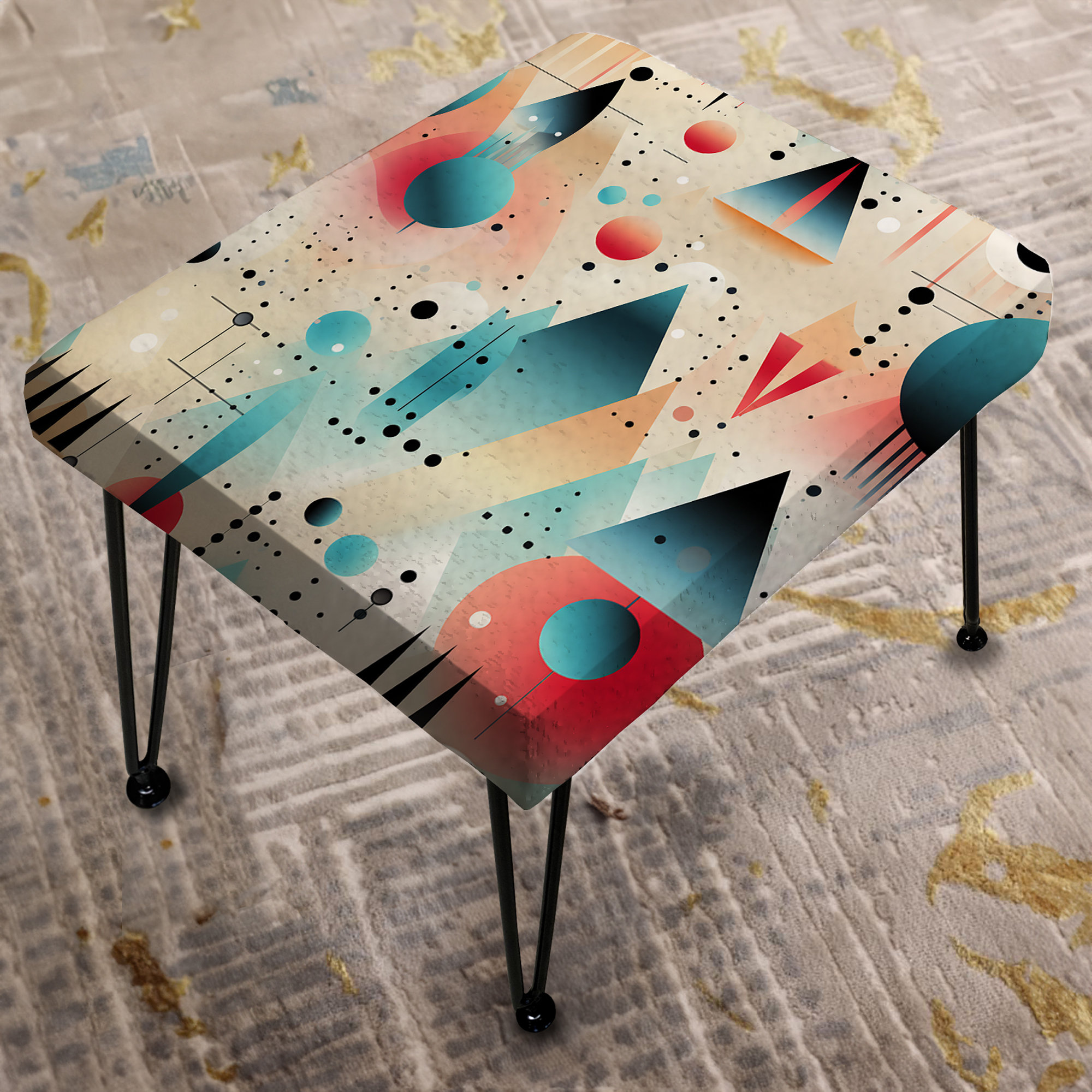 Design Art Blue Funky Retro Triangular Sphere Dream - Vintage Rectangle ...