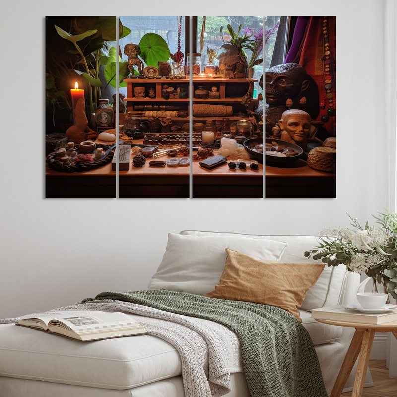Ebern Designs Shamanic Altar With Sacred Objects IV On Canvas 4 Pieces ...